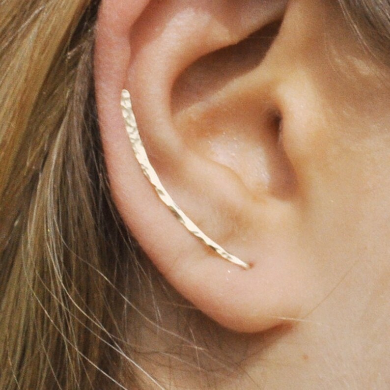 Modern Minimalist Ear Climber Smooth Ear Sweeps Double Ear - Etsy