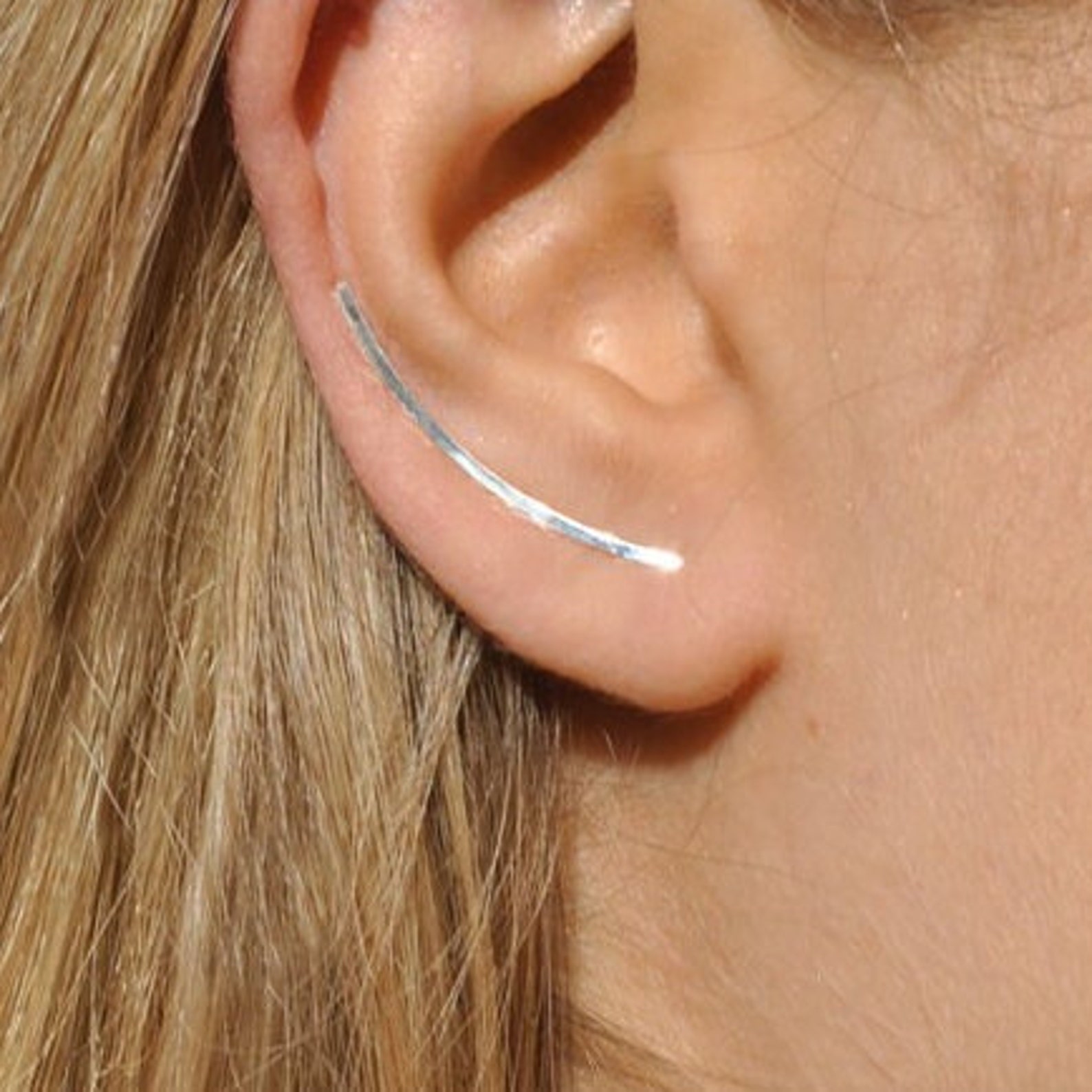 Modern Minimalist Ear Climber Smooth Ear Sweeps Double Ear - Etsy