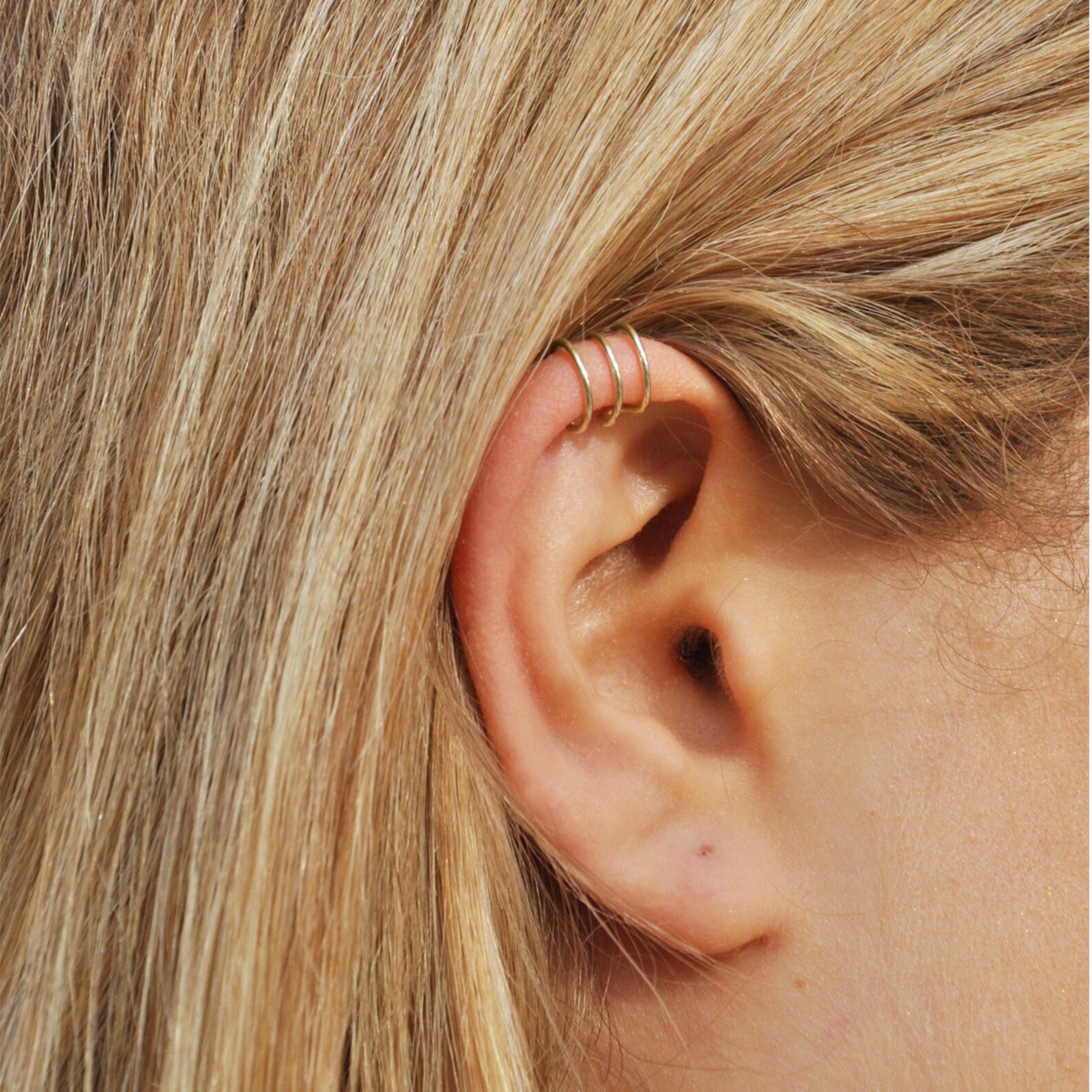 Helix Earrings Fake Helix Piercing Ear Cuff Gold 3 Ring - Etsy
