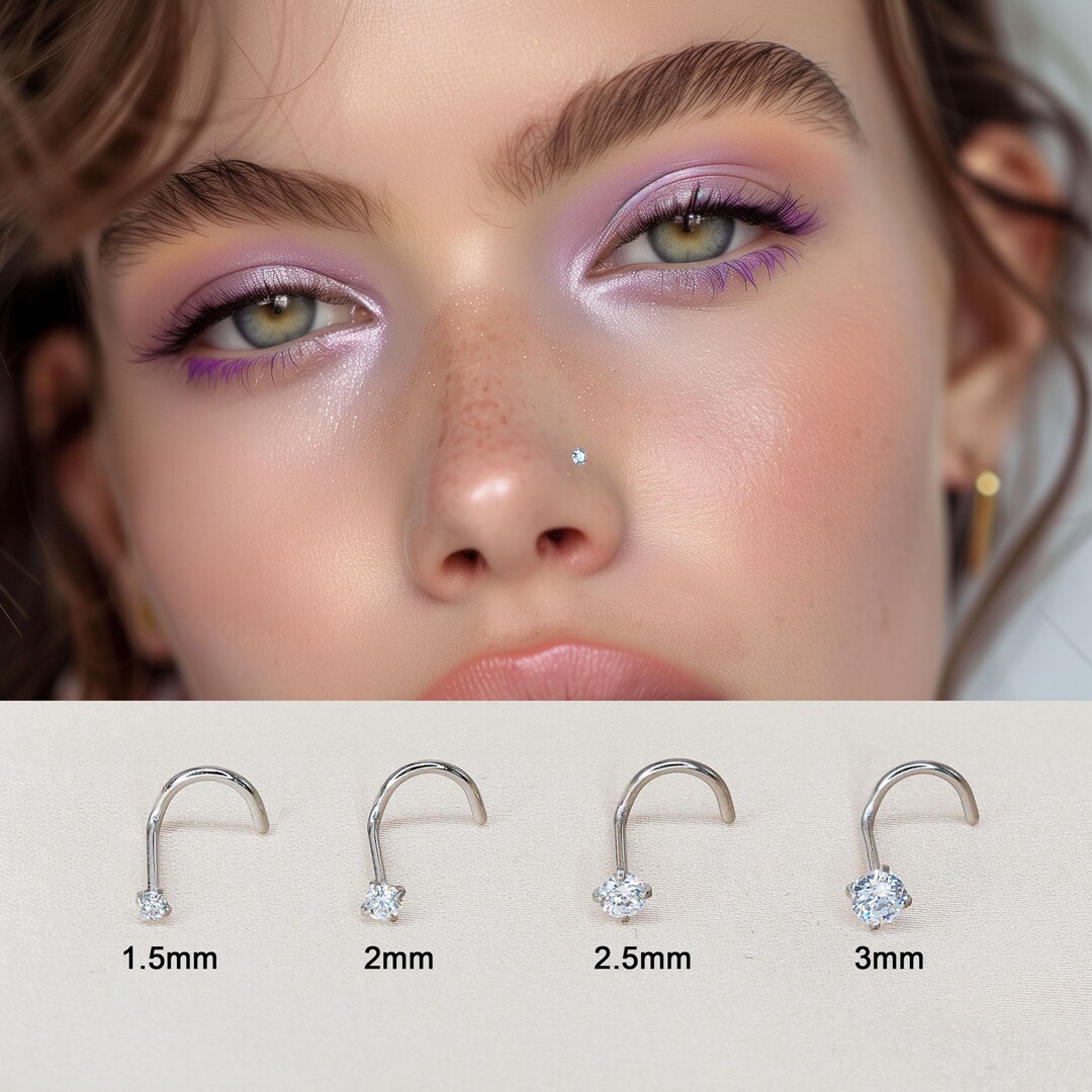 CZ Silver Nose Stud Nose Ring Tiny Small Nose Piercing - Etsy