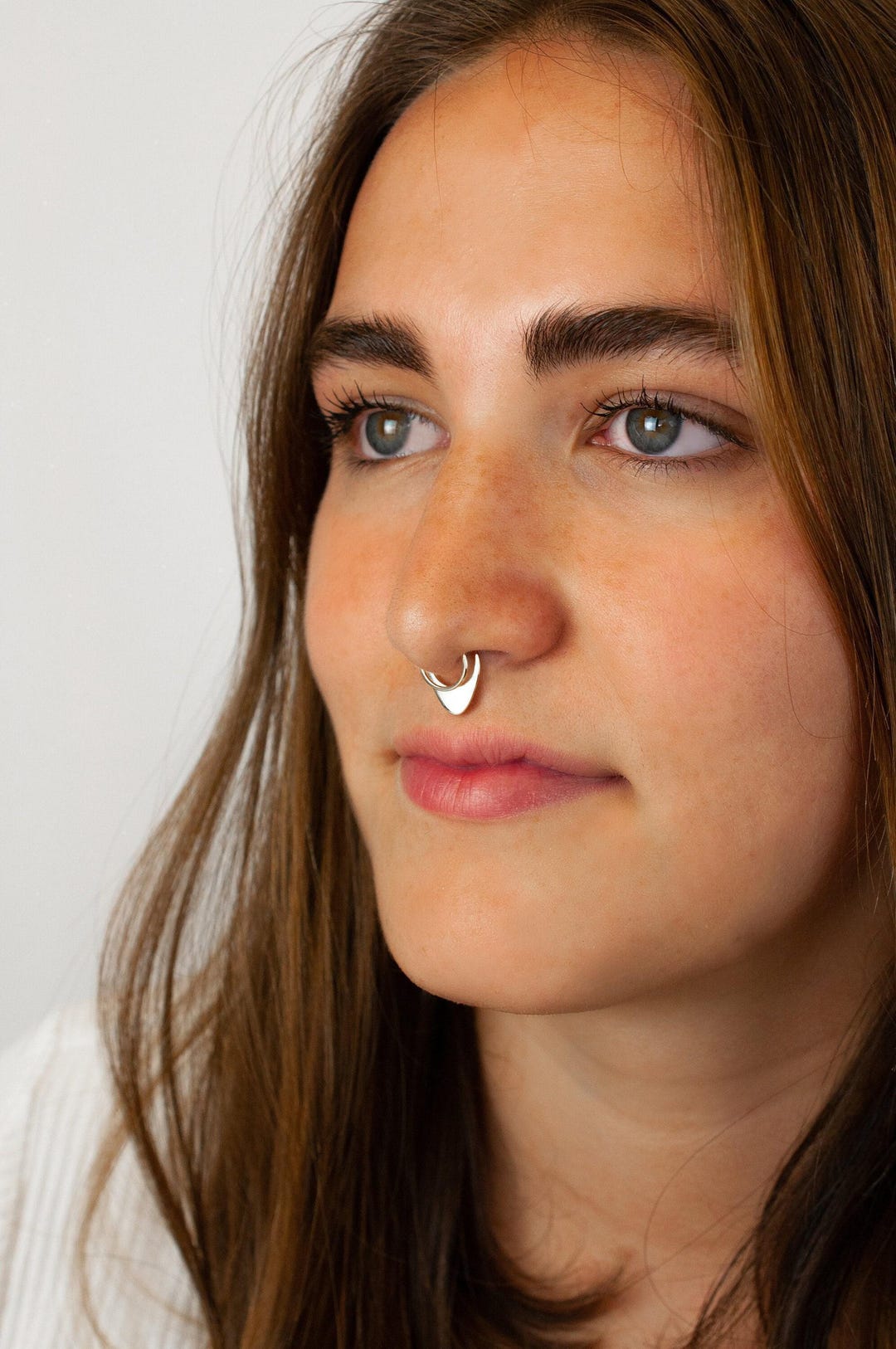 Fake Septum Piercing, Nose Cuff, Double V Spike Edgy Style, Gift for ...