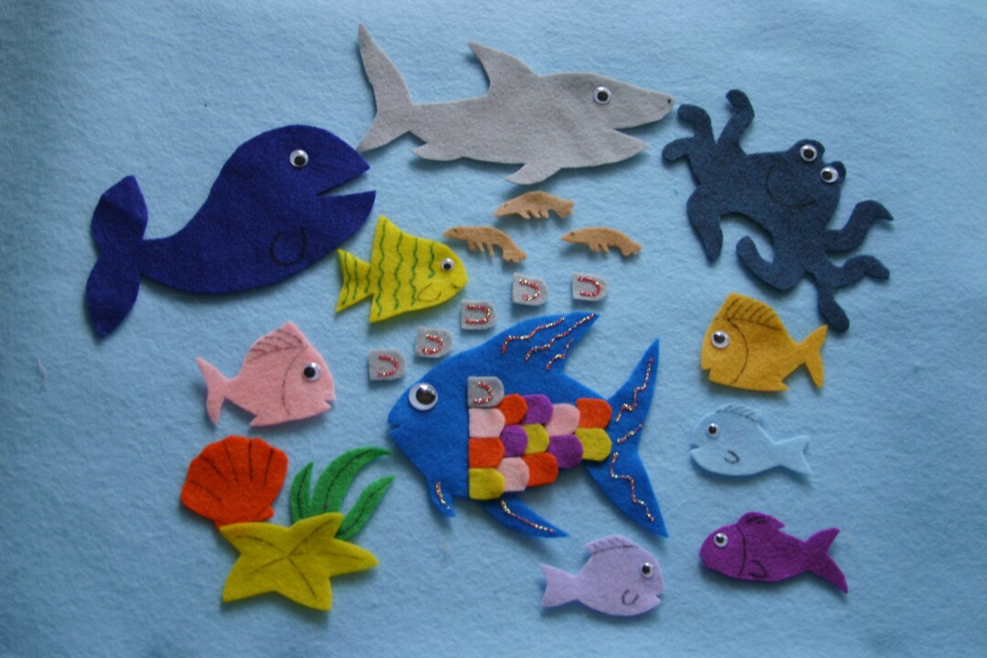 The Rainbow Fish" Children Story Flannel Board Story Felt Set - Etsy