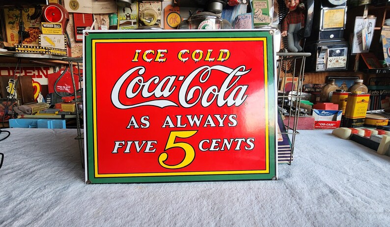 Vintage 1990s Coca-cola Advertising Sign Porcelain Coated - Etsy