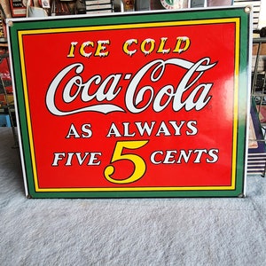 Vintage 1990s Coca-cola Advertising Sign Porcelain Coated - Etsy