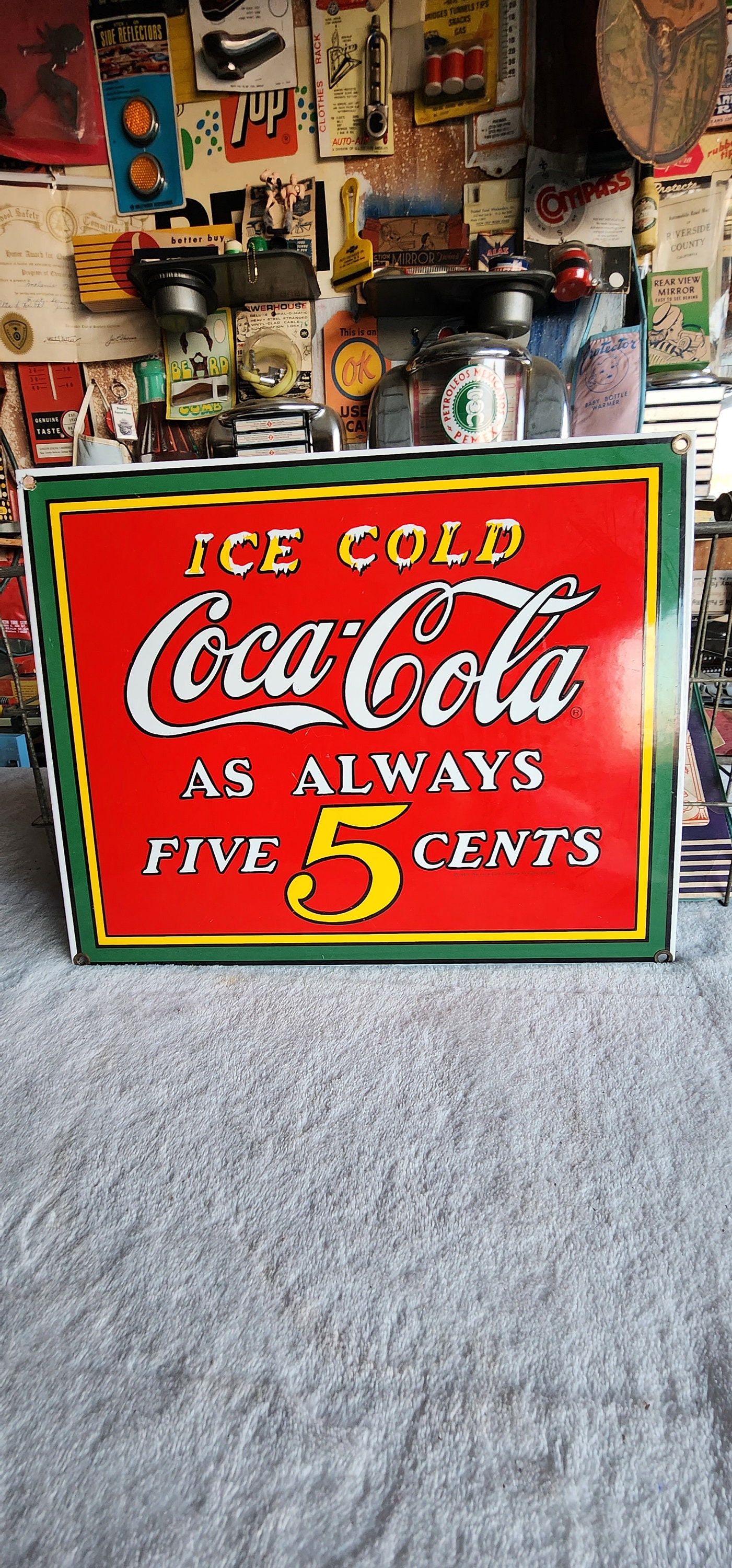 Vintage 1990s Coca-cola Advertising Sign Porcelain Coated - Etsy