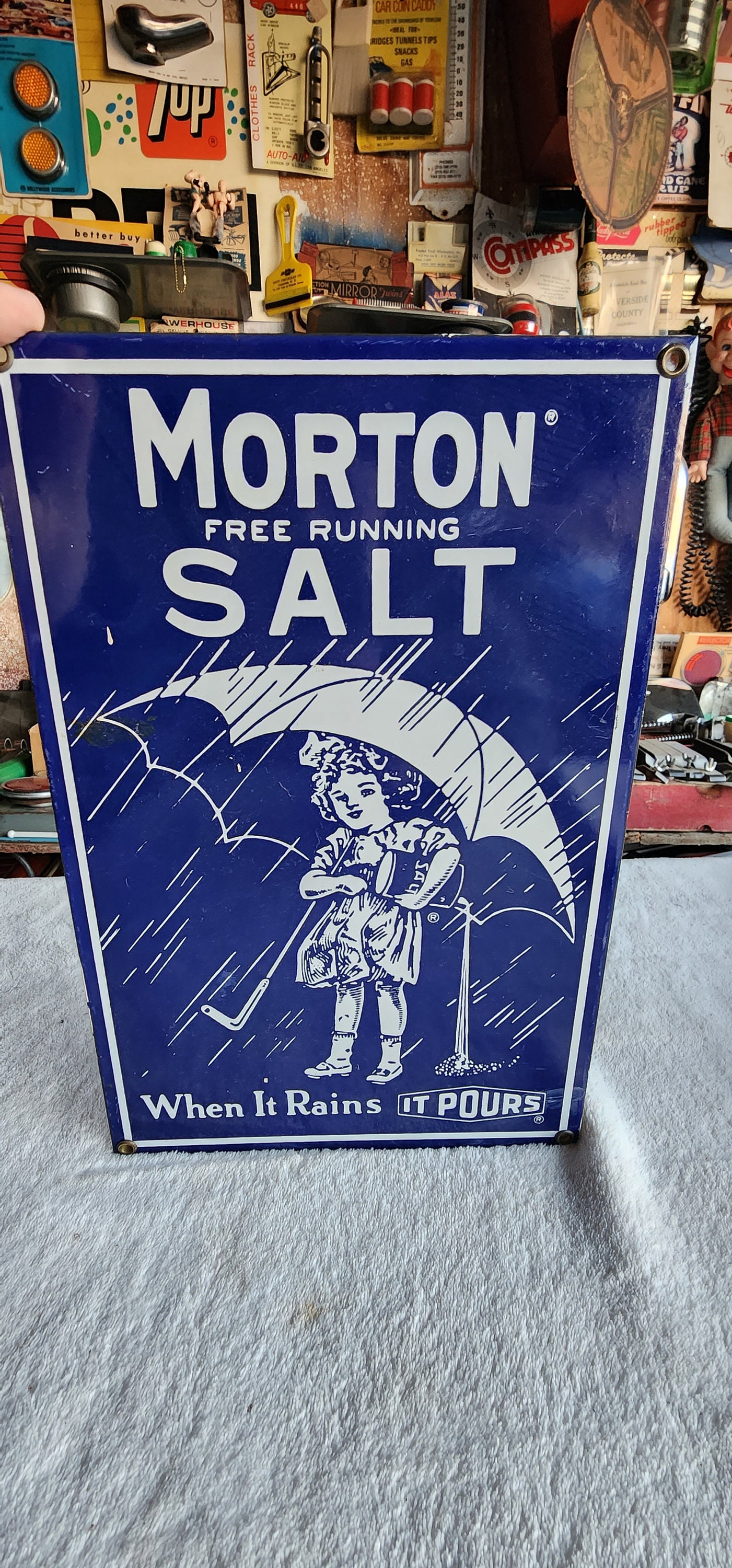 Vintage 1980s Morton Salt Porcelain Sign Advertising - Etsy