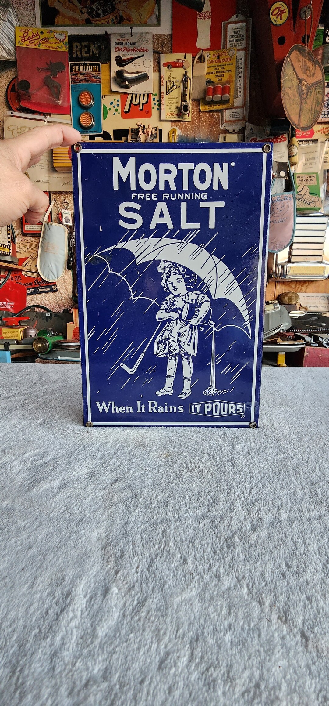 Vintage 1980s Morton Salt Porcelain Sign Advertising - Etsy