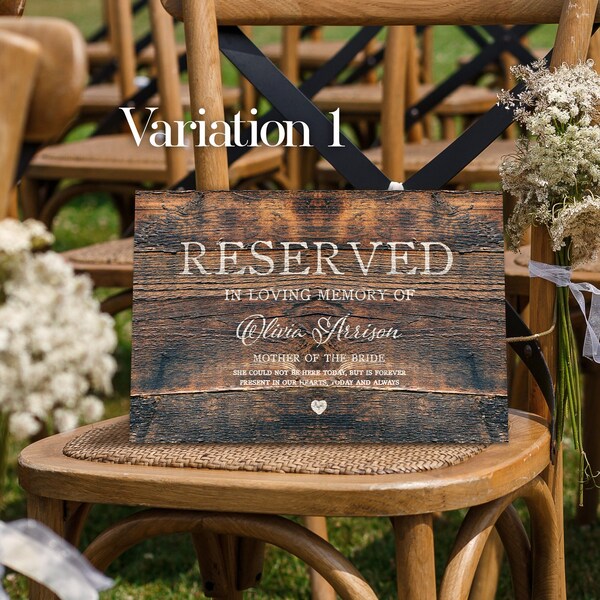 In Memory Wedding Chair Banner - Etsy