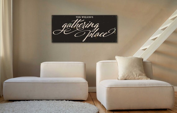 Personalized Black Wall Sign, Rustic Wall Art, Large Family Name Sign ...