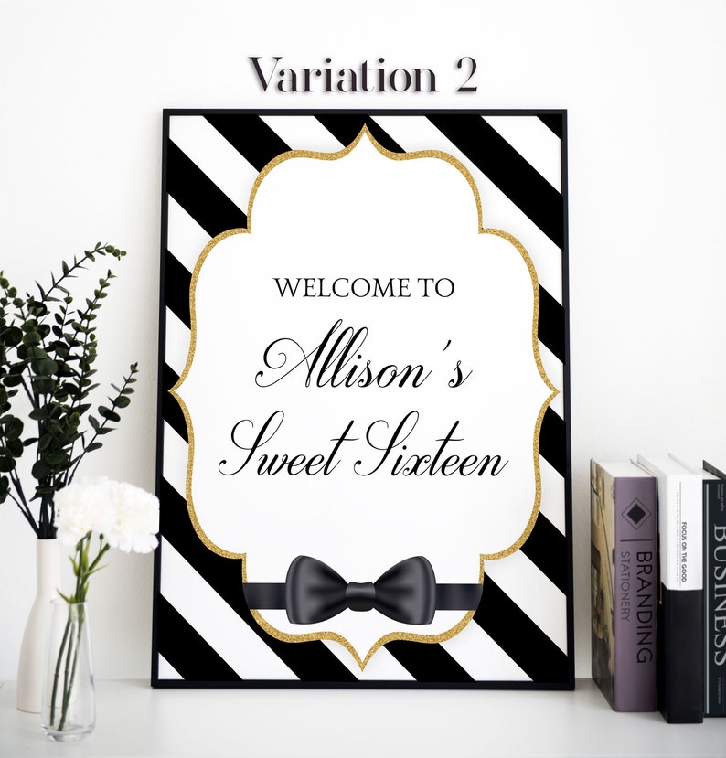 Birthday Celebration Banner Black and White Welcome Sign - Etsy