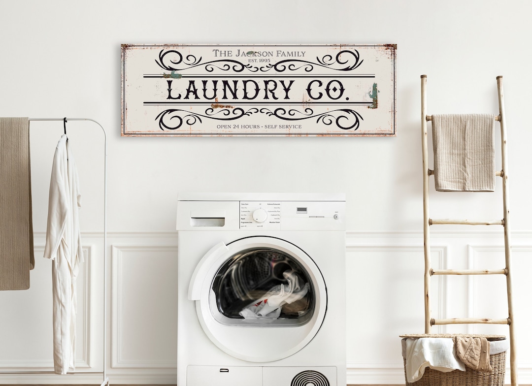 Large Laundry Room Sign, Laundry Co. Wall Art, Wash Room Canvas Print ...