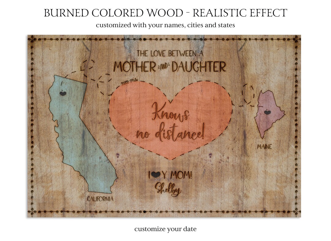 Mother Daughter Distance Print, Valentines Day Gifts for Mom, Long ...