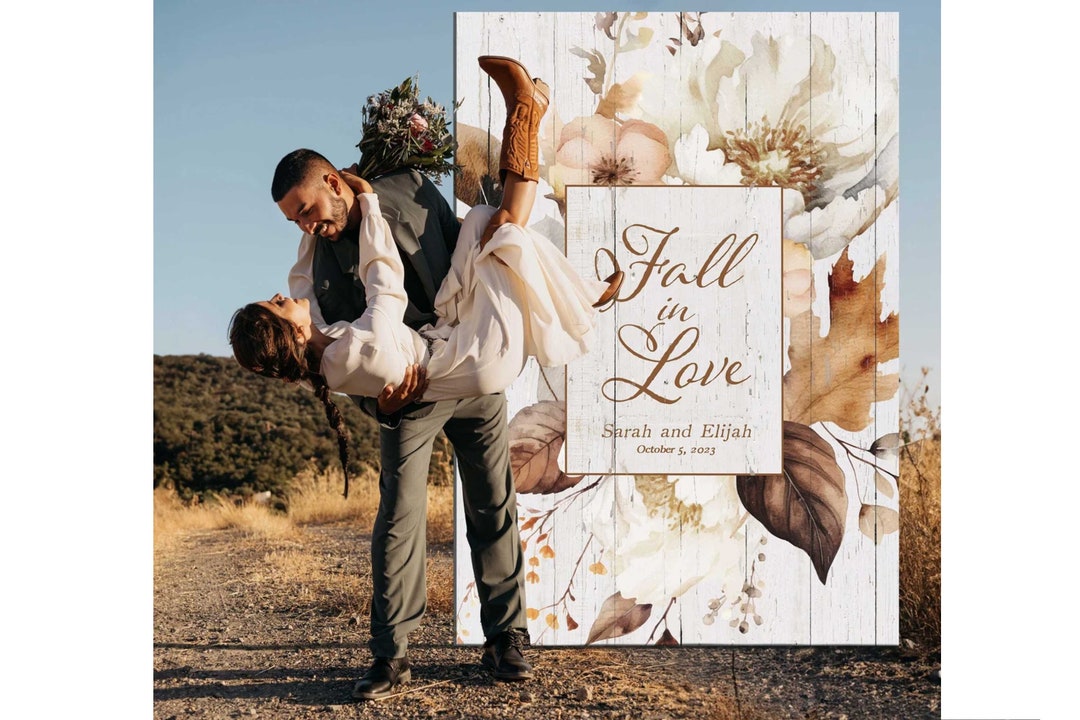 Fall Wedding Photo Backdrop, Fall in Love Bridal Shower Decor, Autumn ...