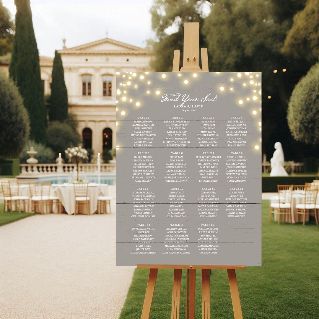 Elegant Personalized Wedding Seating Chart Canvas: Custom Reception ...