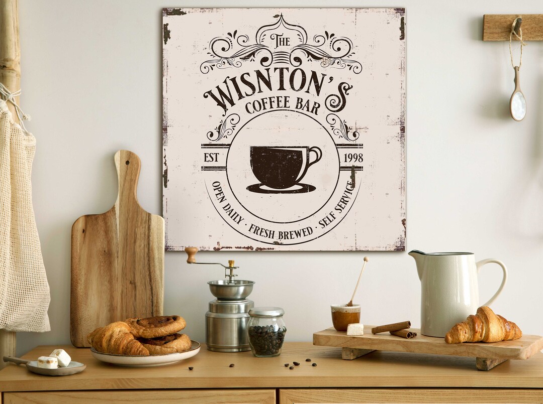 Kitchen Signs Personalized, Home Gifts for Mom, Coffee Bar Sign for ...