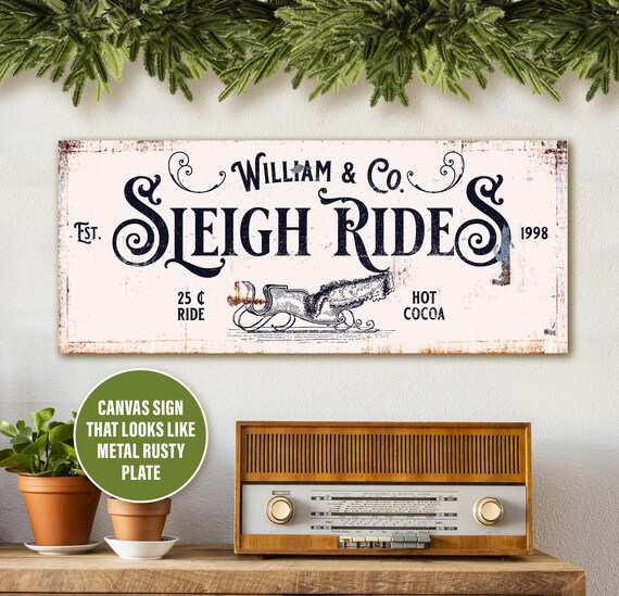 Sleigh Rides Sign Personalized Vintage Family Sign Personalized ...
