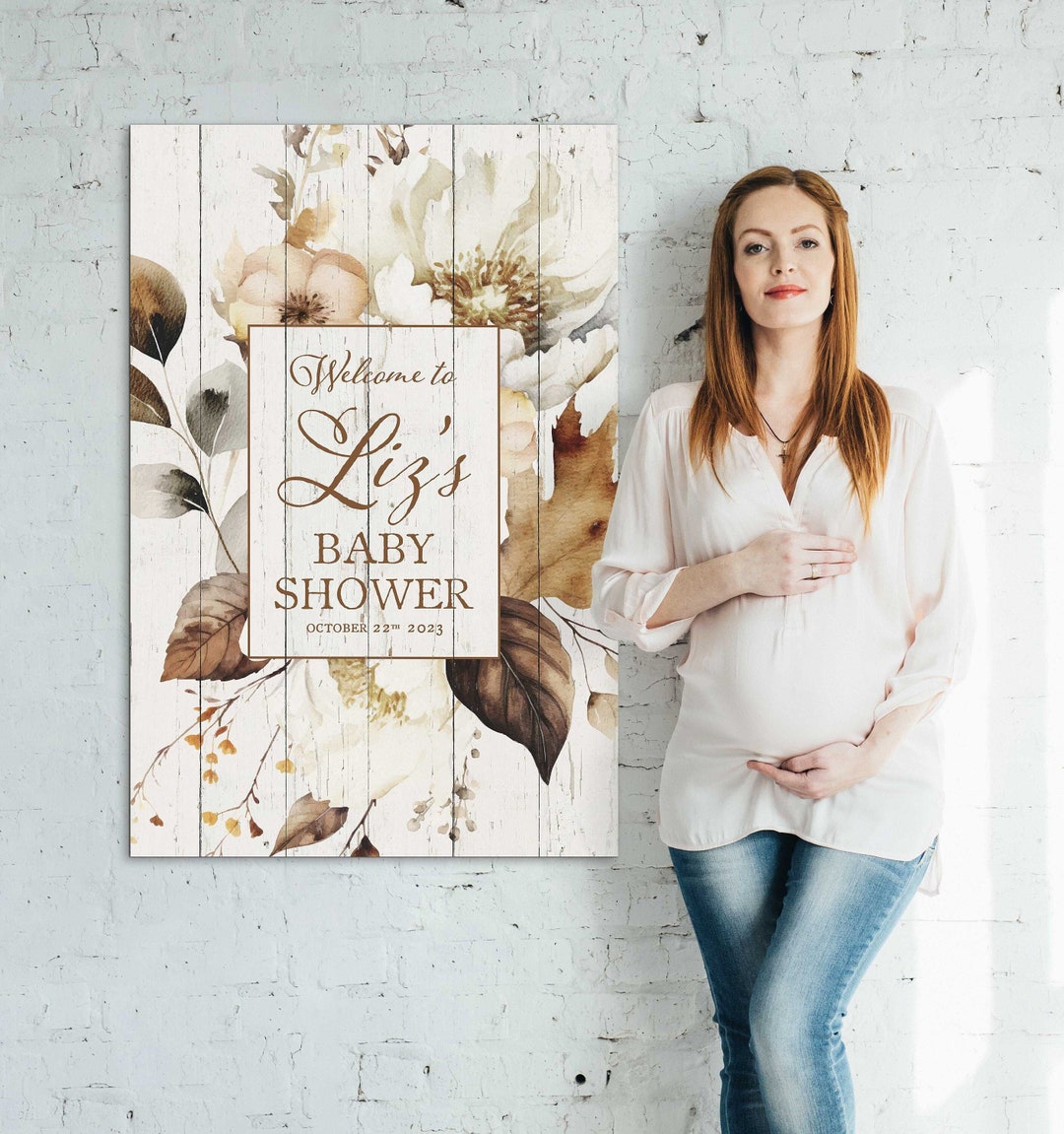 Rustic Floral Baby Shower Welcome Sign: Country Chic Canvas - Etsy