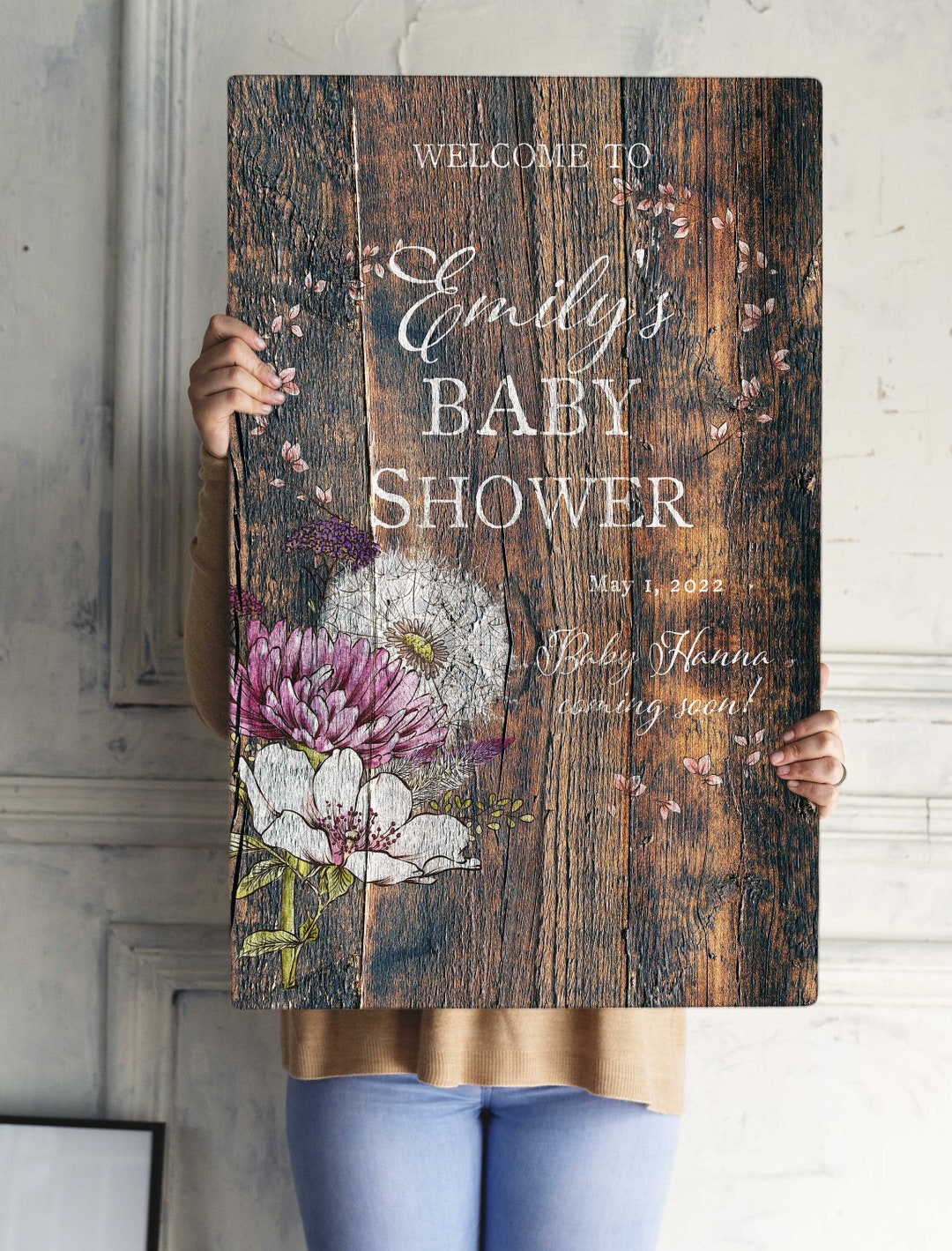 Rustic Baby Shower Decorations, Baby Shower Welcome Sign, Personalized ...