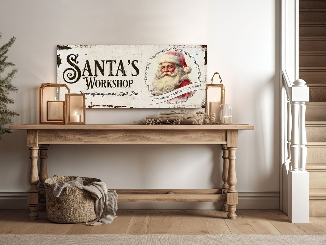 Santas Workshop Sign, Holiday Decor Christmas, Home Decor Signs, Large ...