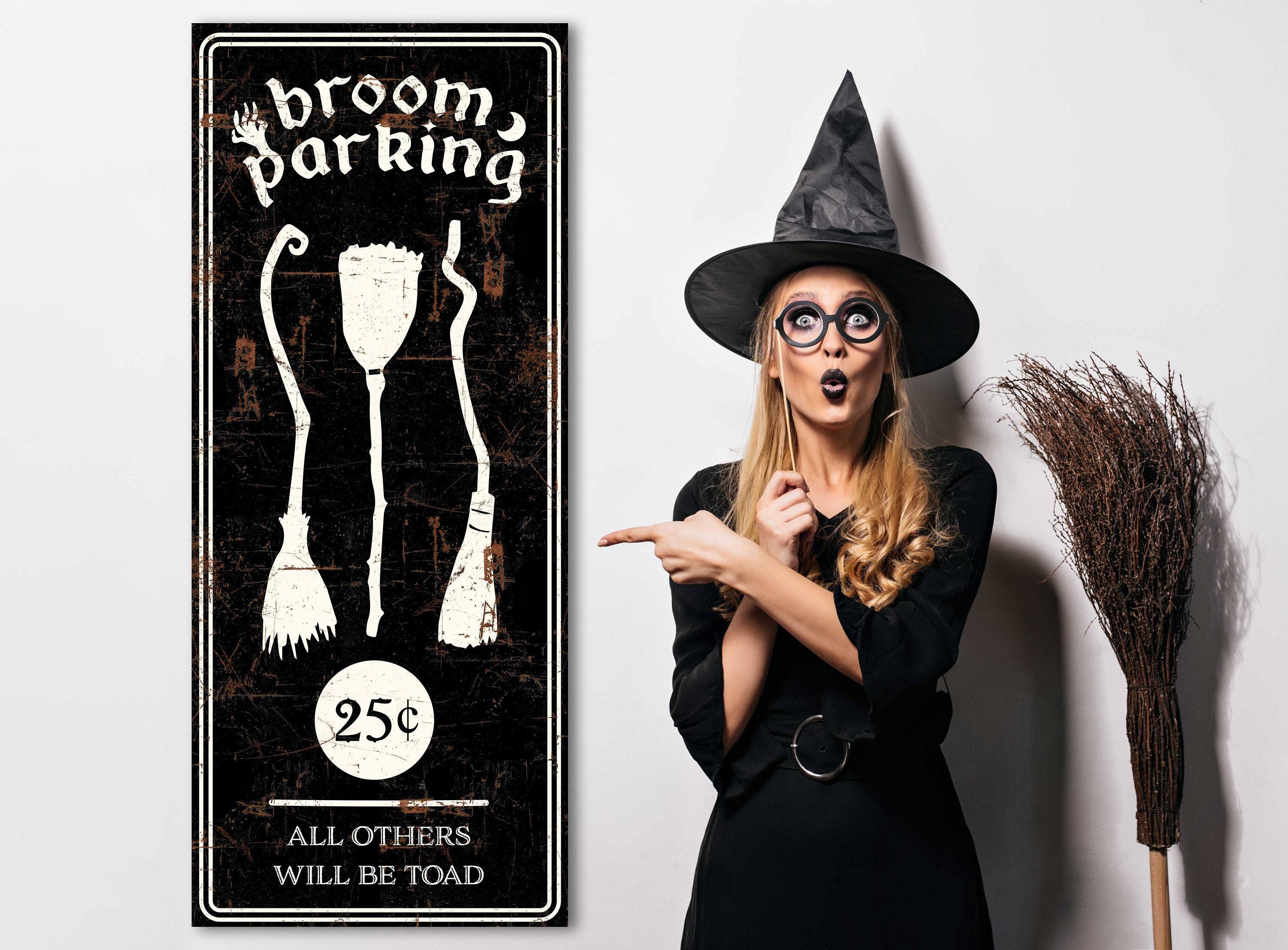 Home Décor Signs Broom Parking Sign All Others Will Be Toad Halloween ...