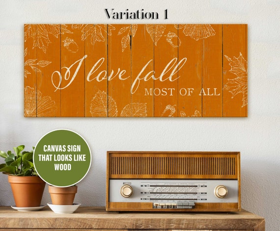 I love Fall Most of All Sign Large Fall Sign Harvest Wall Decor Orange ...
