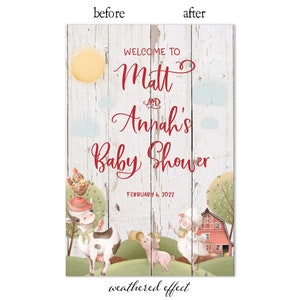 Farm Animal Baby Shower Welcome Sign, Barnyard Baby Shower Banner, Farm ...