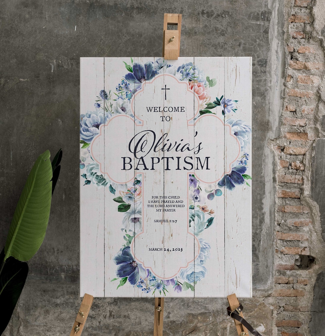 First Communion Welcome Board, Baptism Welcome Sign Girl, Canvas ...