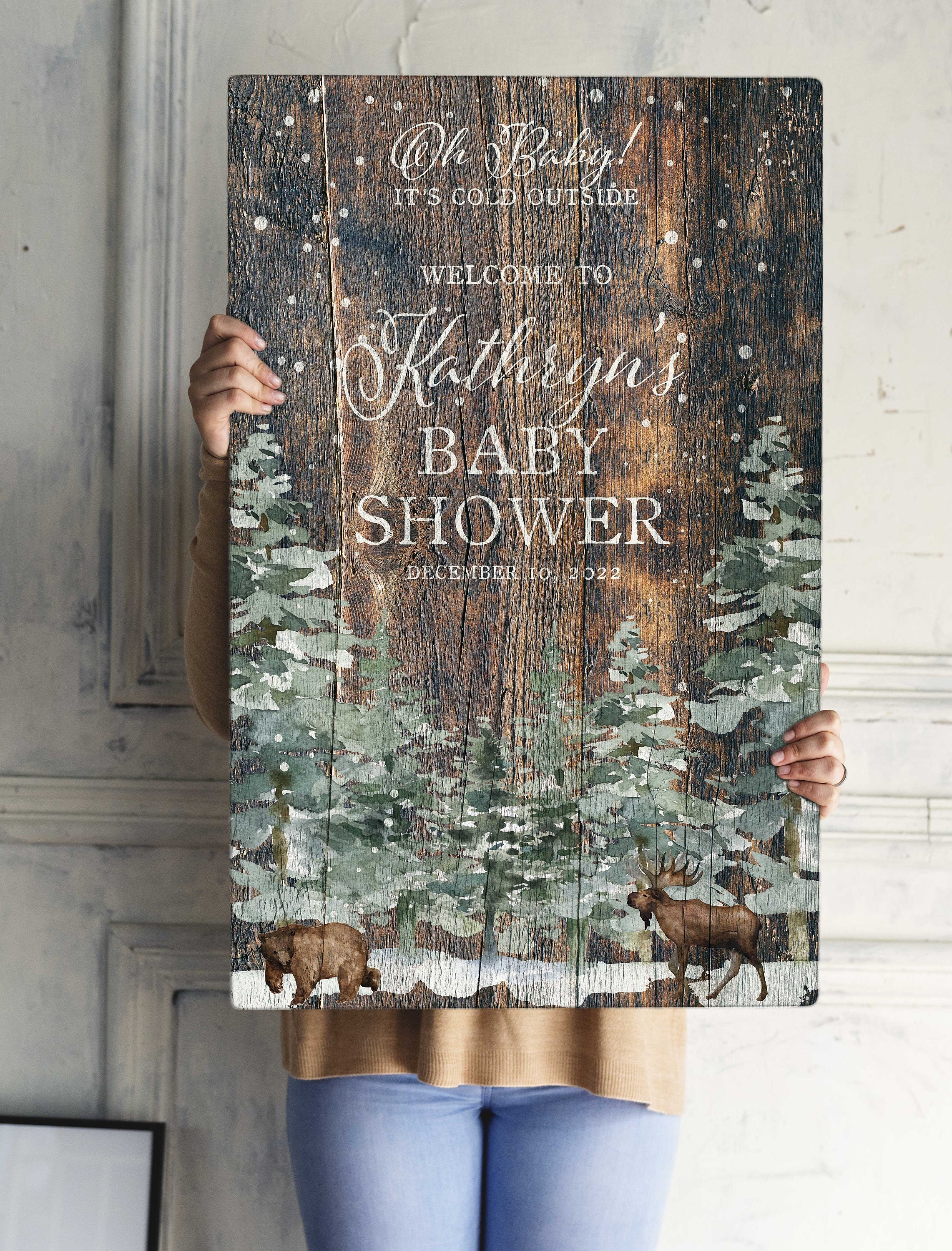 Winter Woodland Baby Shower Sign Rustic Baby Shower - Etsy