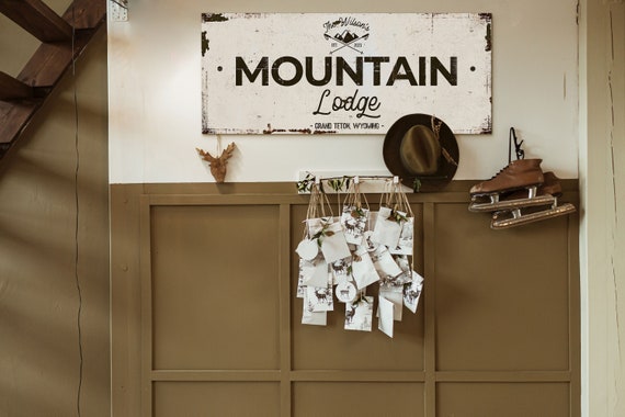 Mountain Lodge Sign, Custom Cabin Print, Camping Decor, Lake House Wall ...