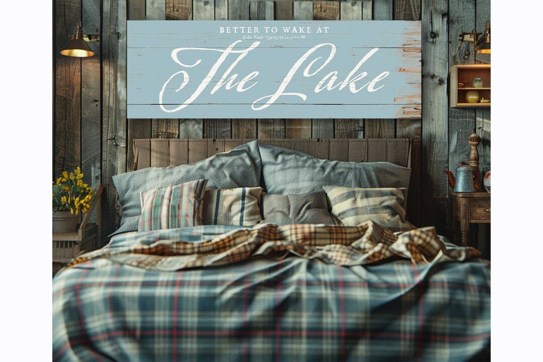 Rustic Lake Wake Wall Art on Canvas With Coastal Decor for Personalized ...