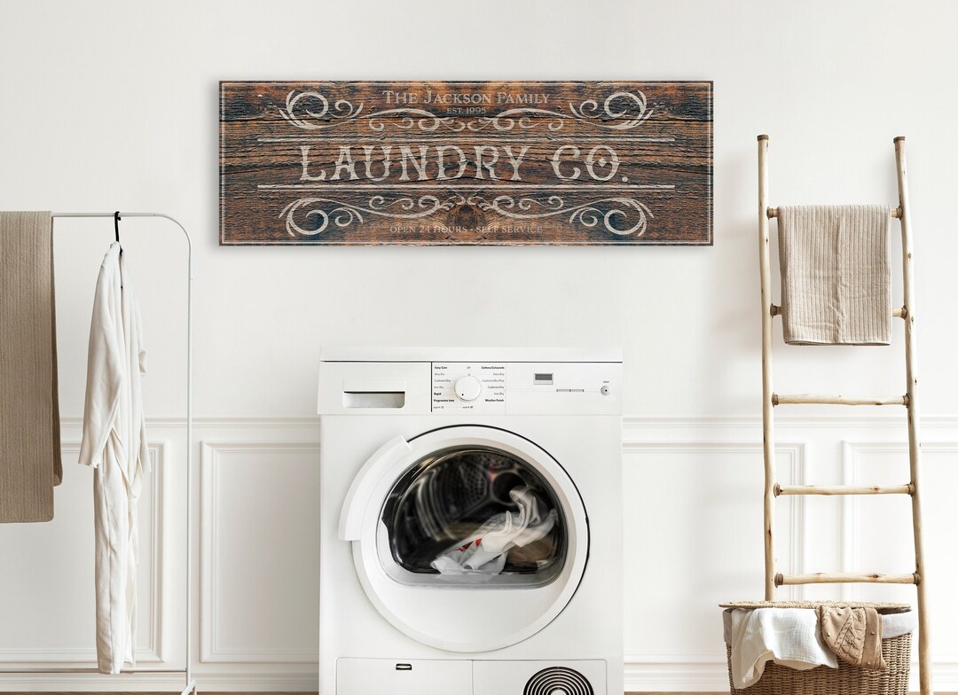Laundry Room Decor, Large Laundry Co Sign, Wash & Dry Art Print, Custom ...