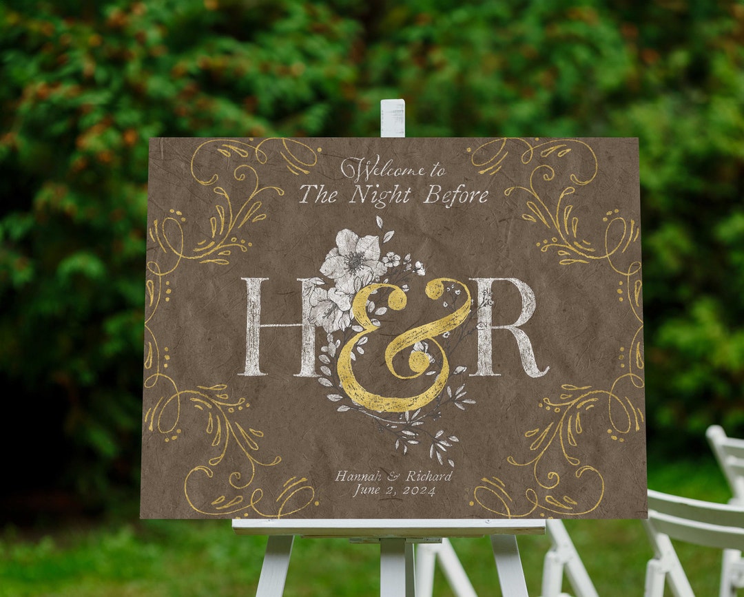 Rustic Welcome Sign for Rehearsal Dinner, the Night Before Welcome ...