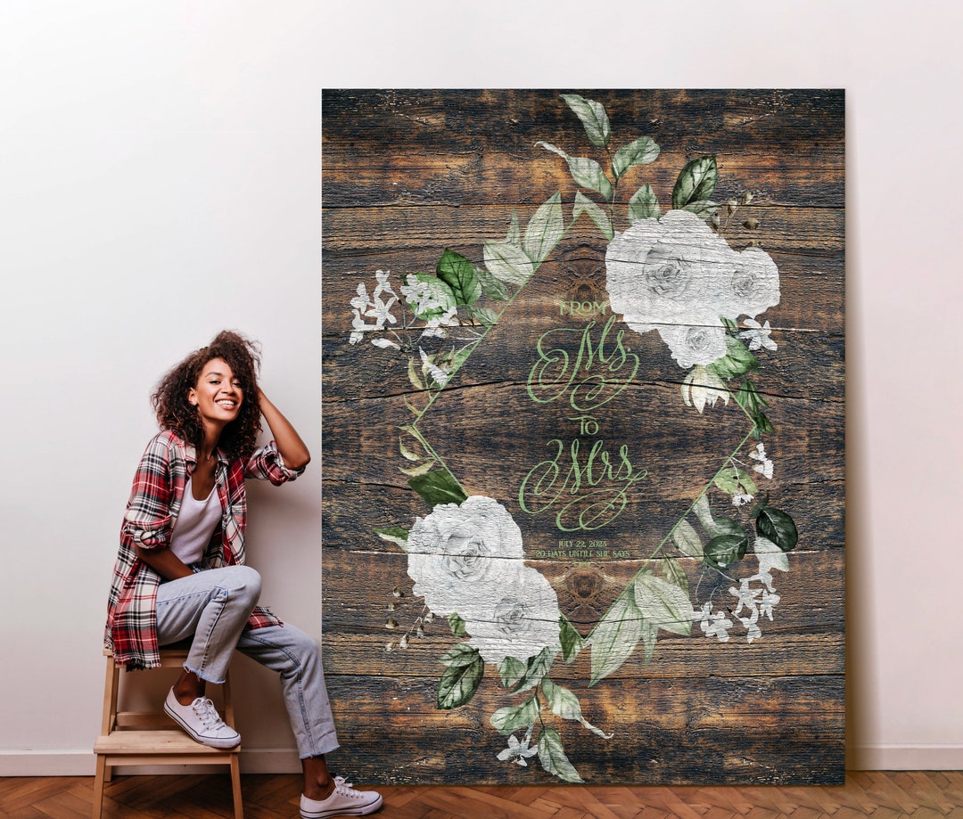 Greenery Bridal Shower Backdrop Ms to Mrs Photo Background - Etsy