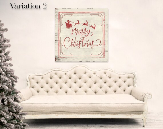 Large Christmas Sign, Merry Christmas Wall Art, Square Xmas Sign ...