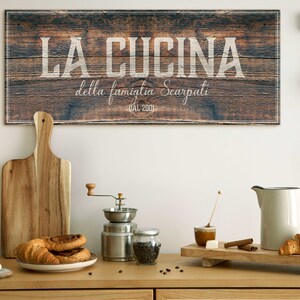 Personalized La Cucina Italian Kitchen Canvas Sign - Rustic Farmhouse ...