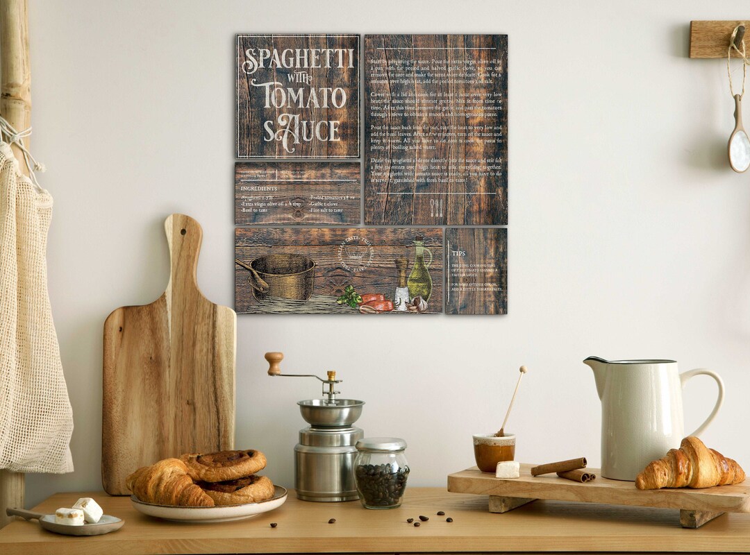 Recipe Wall Hanging Set of 5, Italian Kitchen Signs, Family Recipe ...