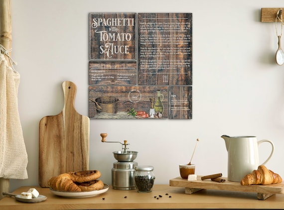Set Of 5 Recipe Wall Signs, Italian Food Prints, Spaghetti Sign ...