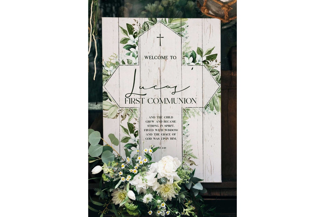 First Communion Banner, Welcome to 1st Communion Sign, Baptism Foam ...