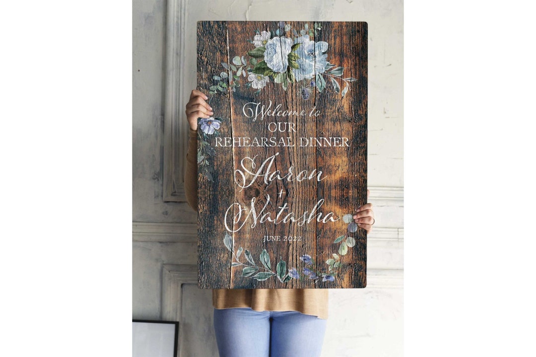 Rustic Rehearsal Dinner Sign: Floral Welcome Board, Beachy Wedding ...