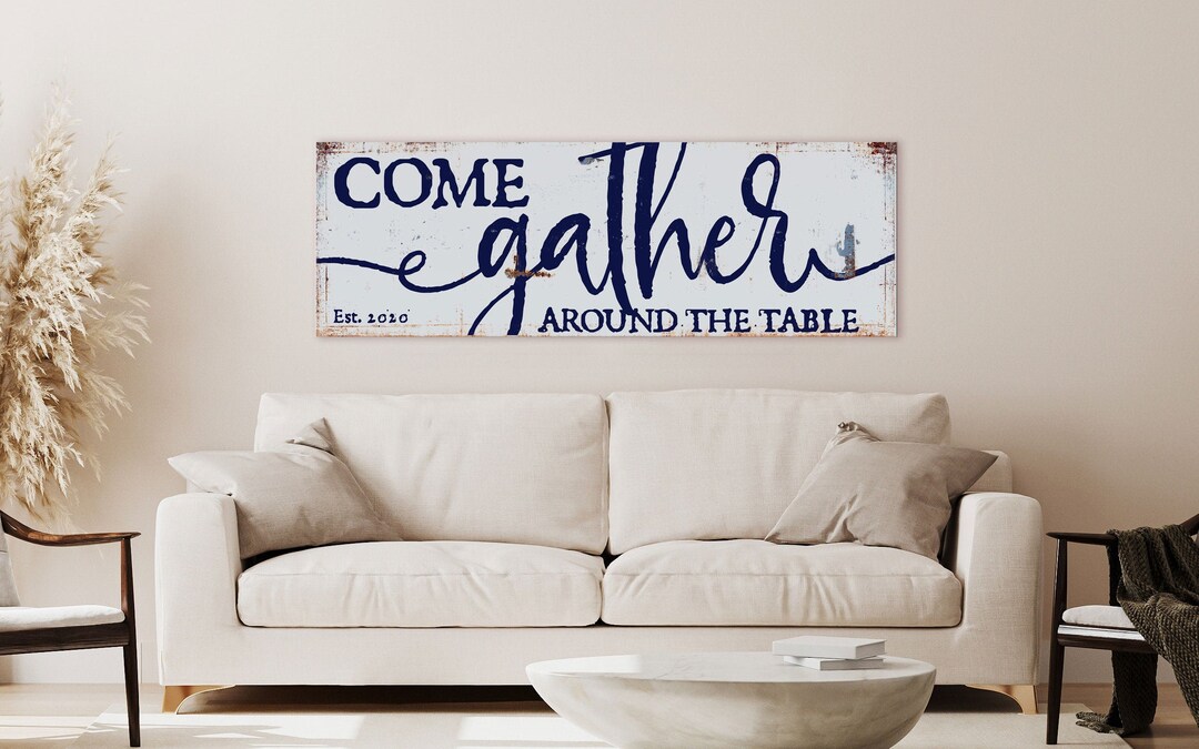 Rustic Farmhouse Canvas Print: "come Gather Sing" Kitchen Wall Art - Etsy