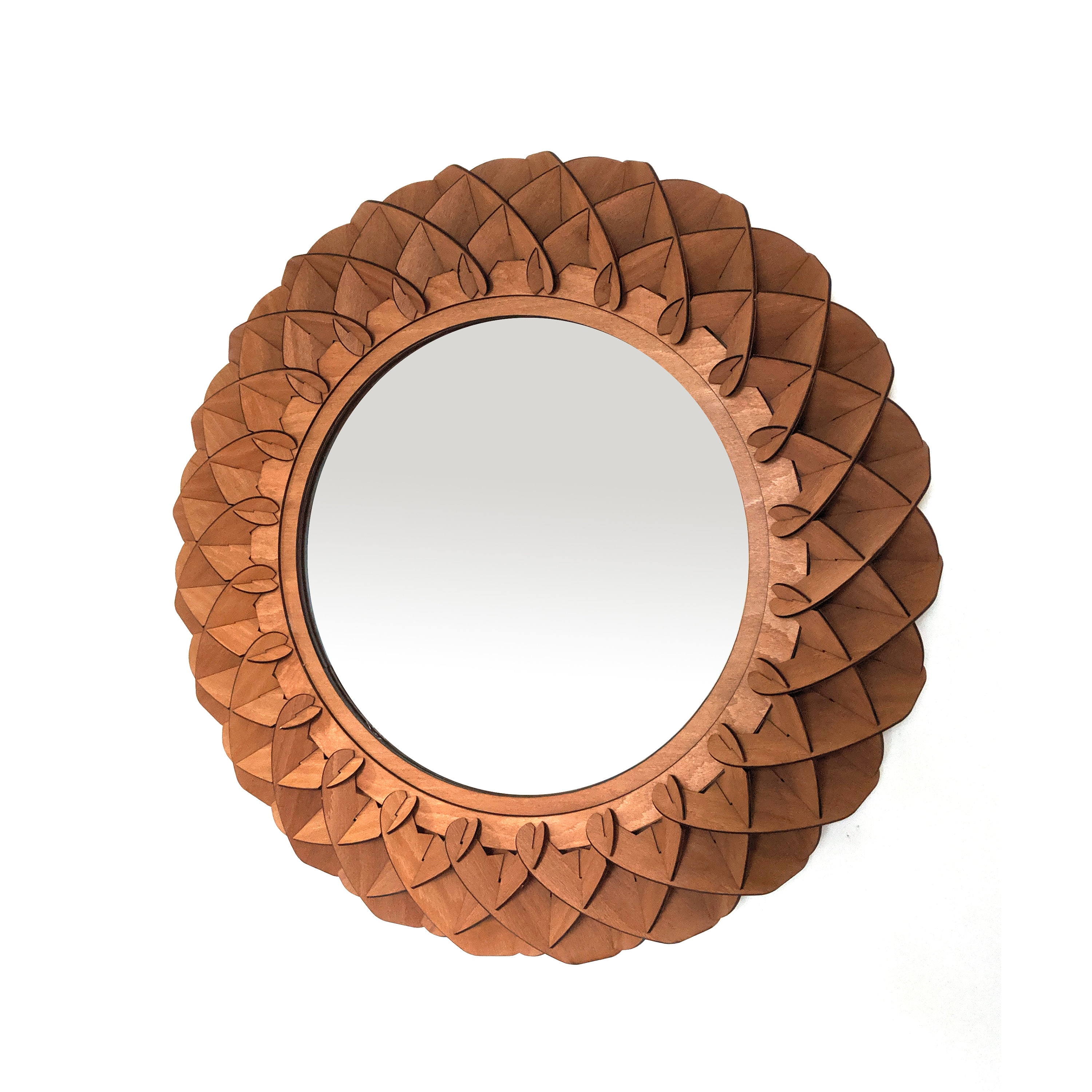 Small Round Mirror Made From Wood 20 / 50cm | Etsy