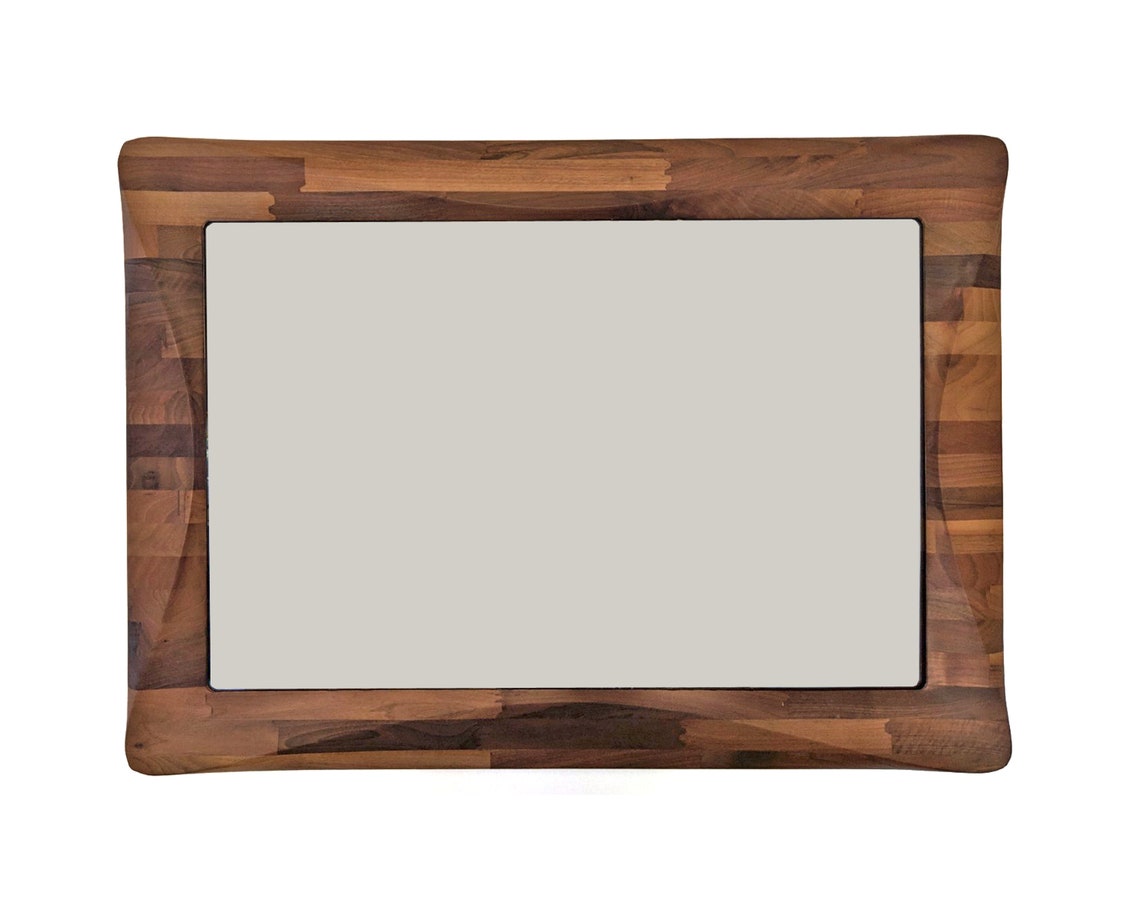 Large Walnut Mirror 43in Made From Solid Wood Luxury - Etsy
