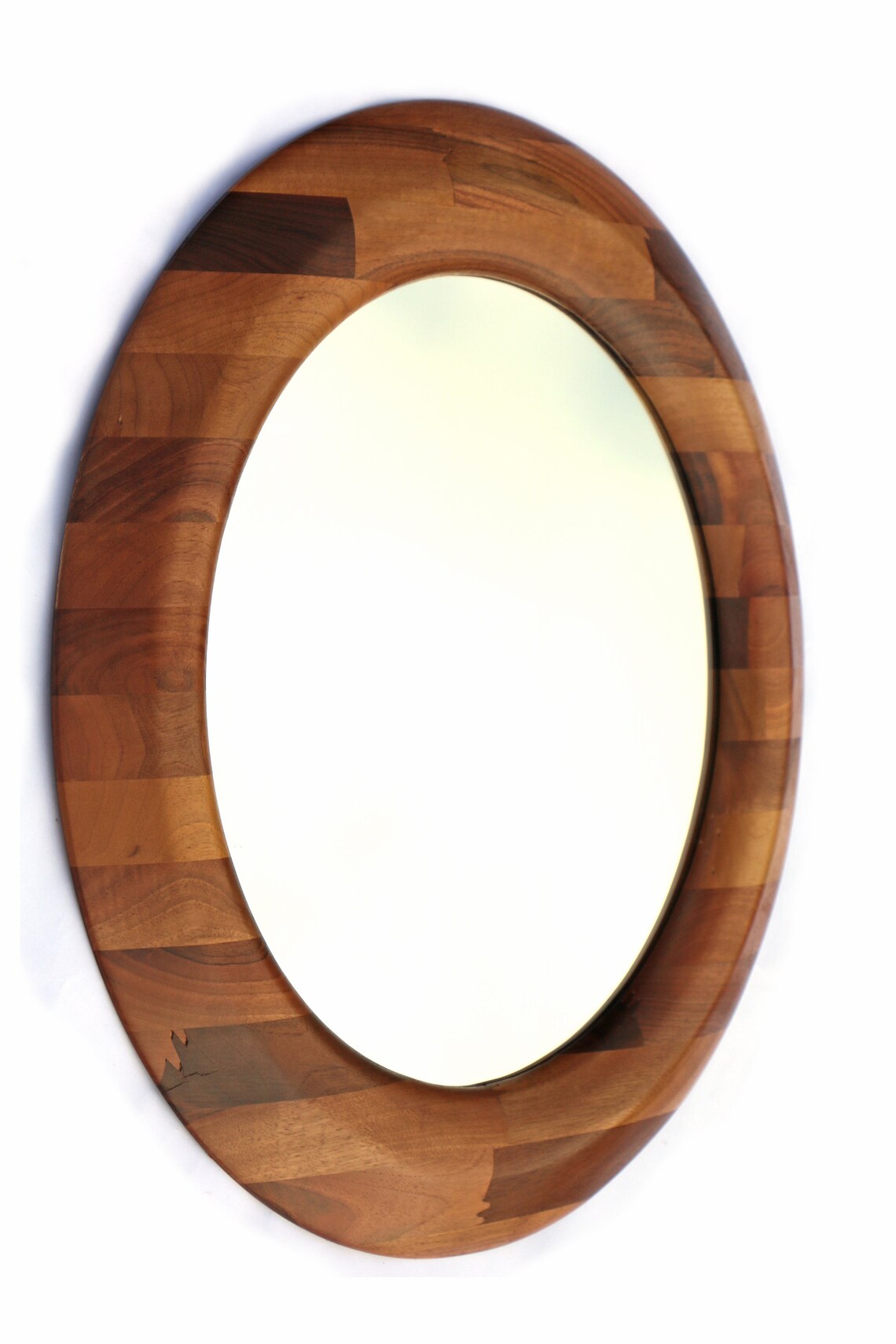 Round Wall Mirror Luxury Round Walnut Wood Mirror a Round - Etsy