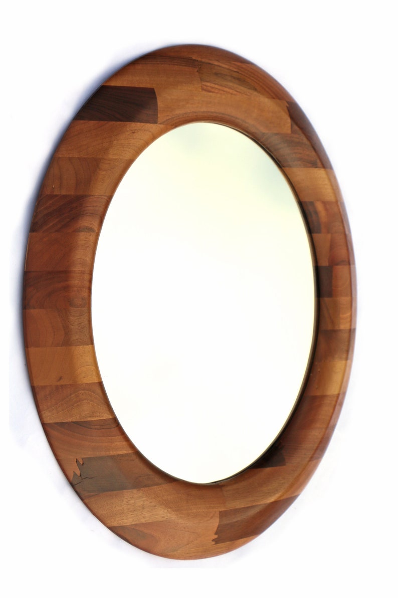 Round Wall Mirror Luxury Round Walnut Wood Mirror a Round - Etsy