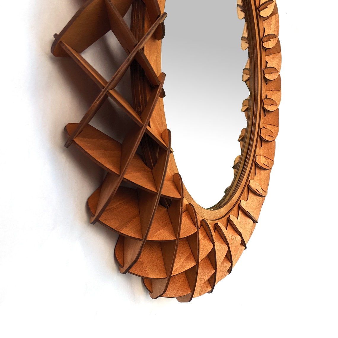 Small Round Mirror Made From Wood 20 / 50cm | Etsy