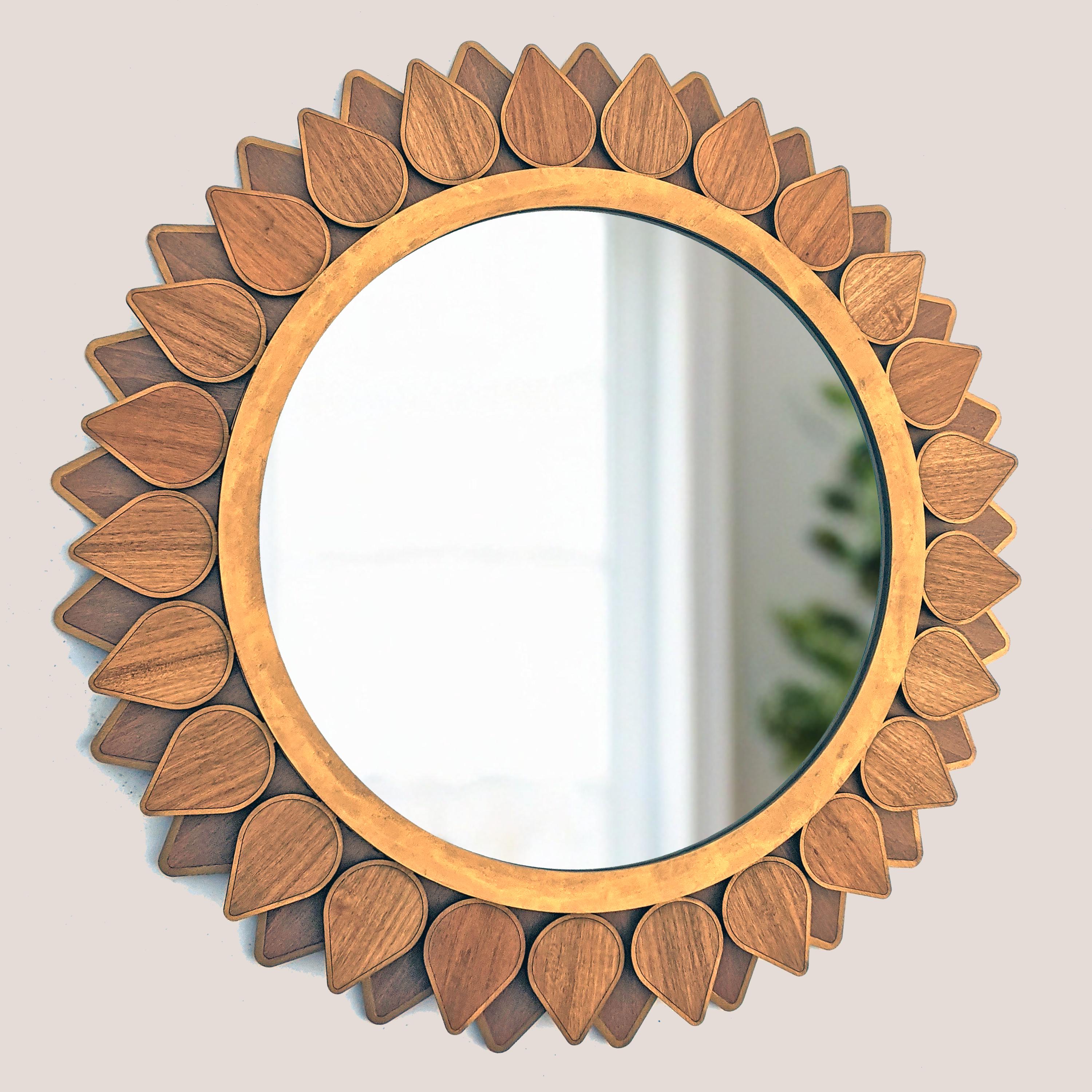 Wall Decor and Mirrors. Round Mirror Made From Walnut and Birch ...