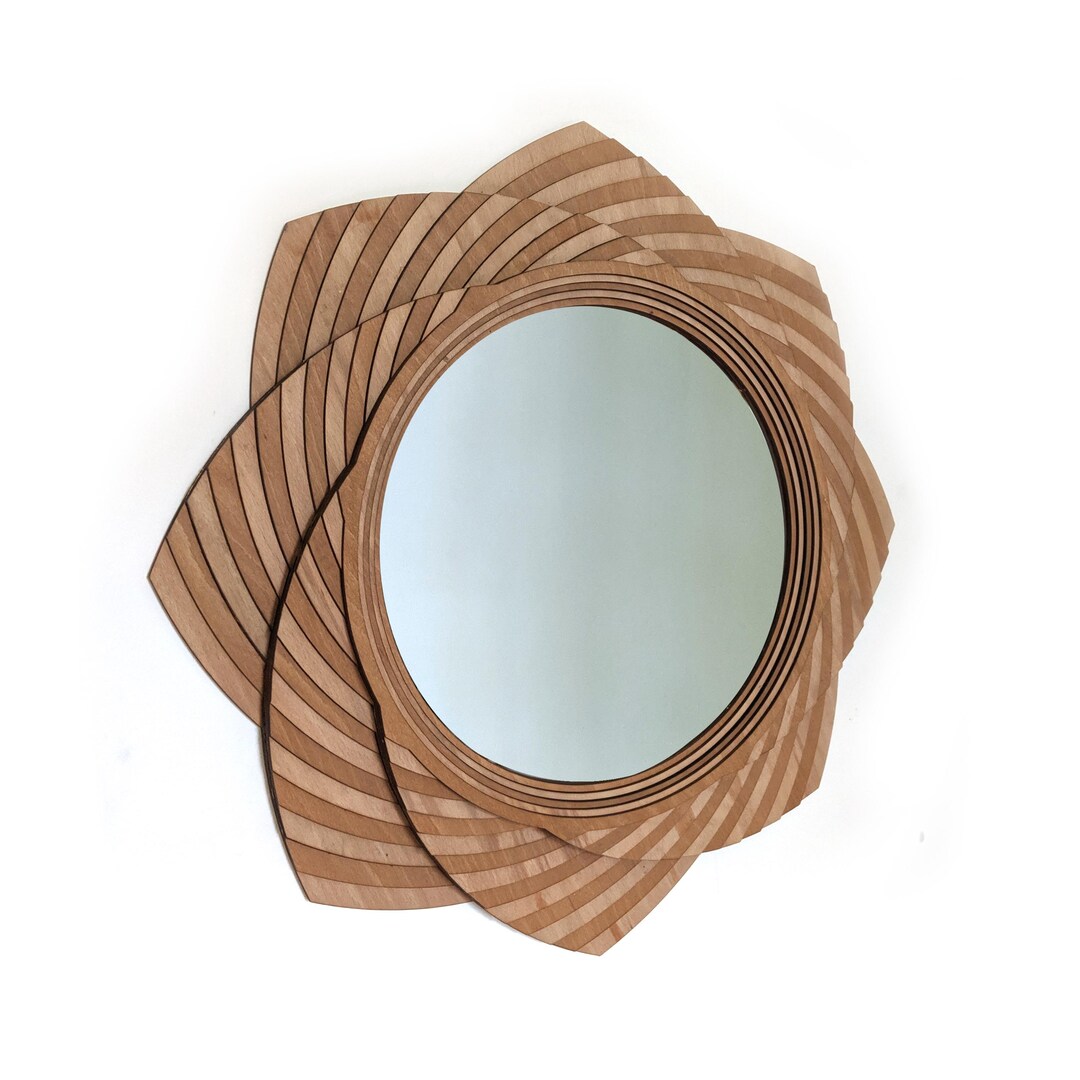 Handcrafted Wooden Wall Mirror: Lotus Flower Design, Boho Home Decor - Etsy