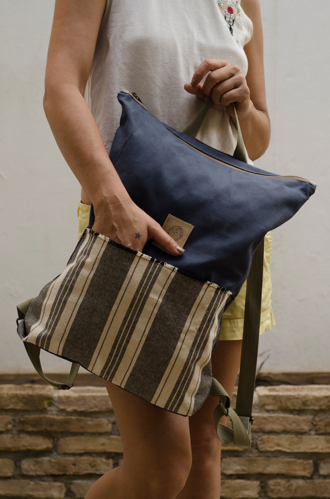 Minimal Canvas Backpack With Zipper, Laptop Rucksack - Etsy