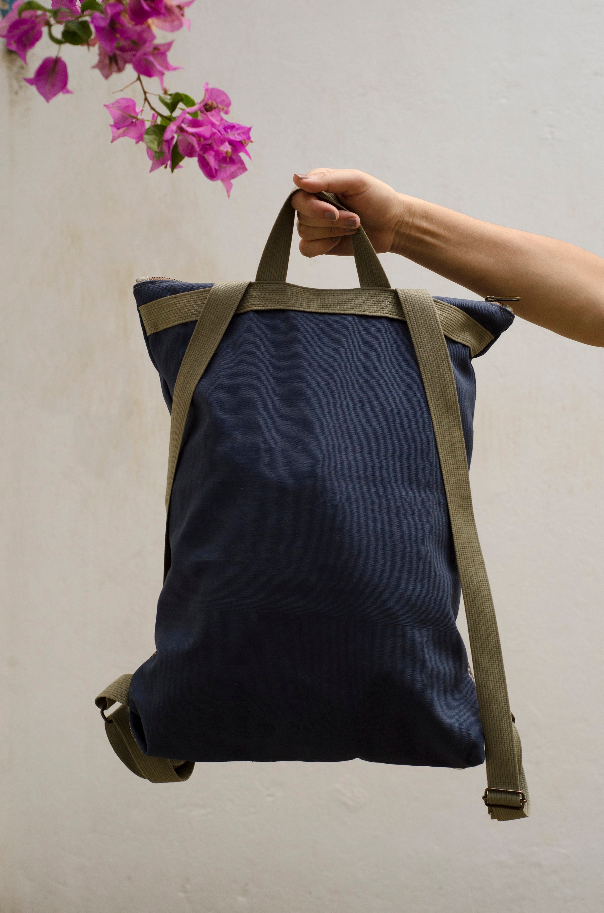 Minimal Canvas Backpack With Zipper, Laptop Rucksack - Etsy