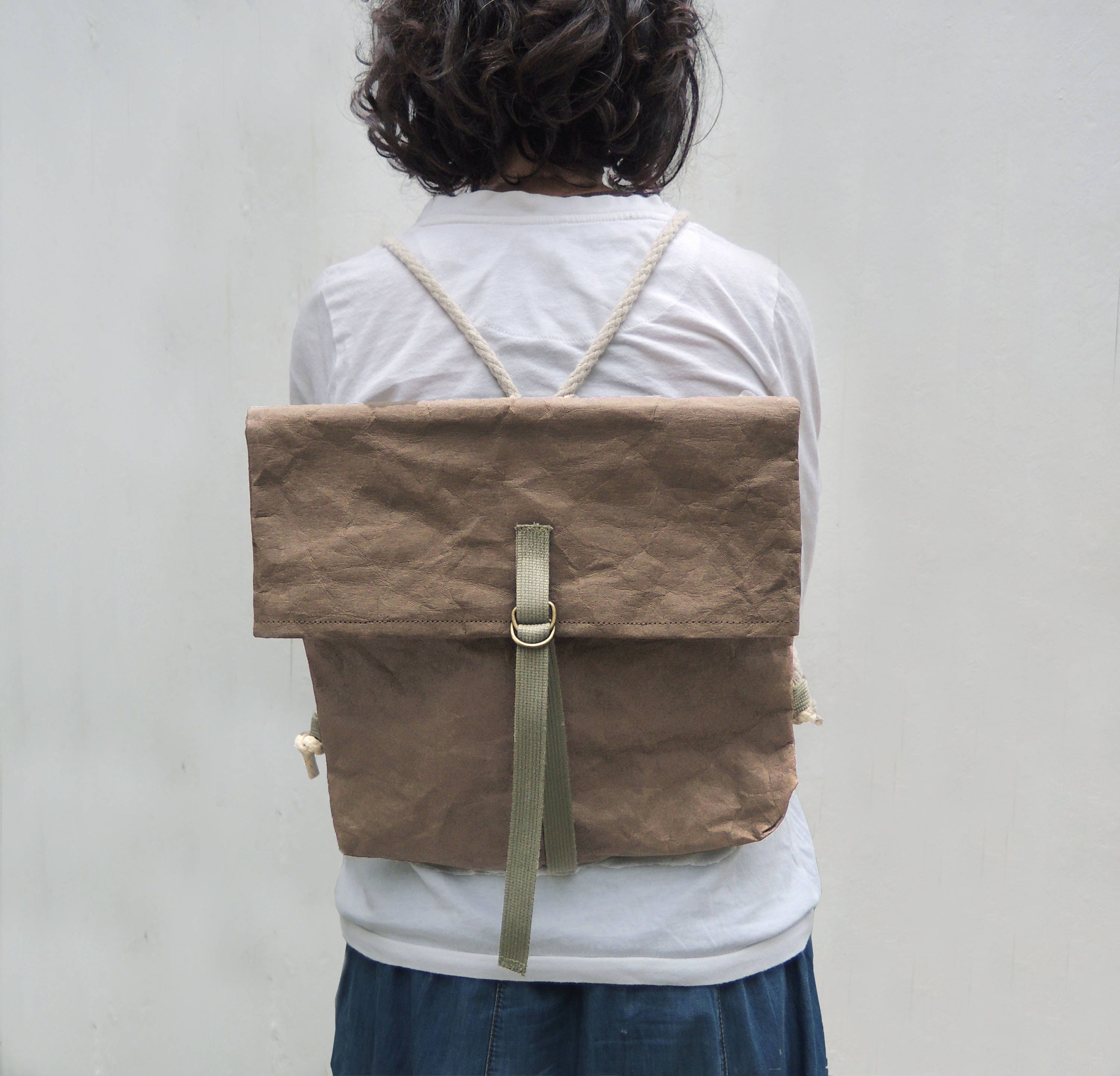 Minimal Paper Fabric Backpack: Eco Vegan Rucksack - Etsy